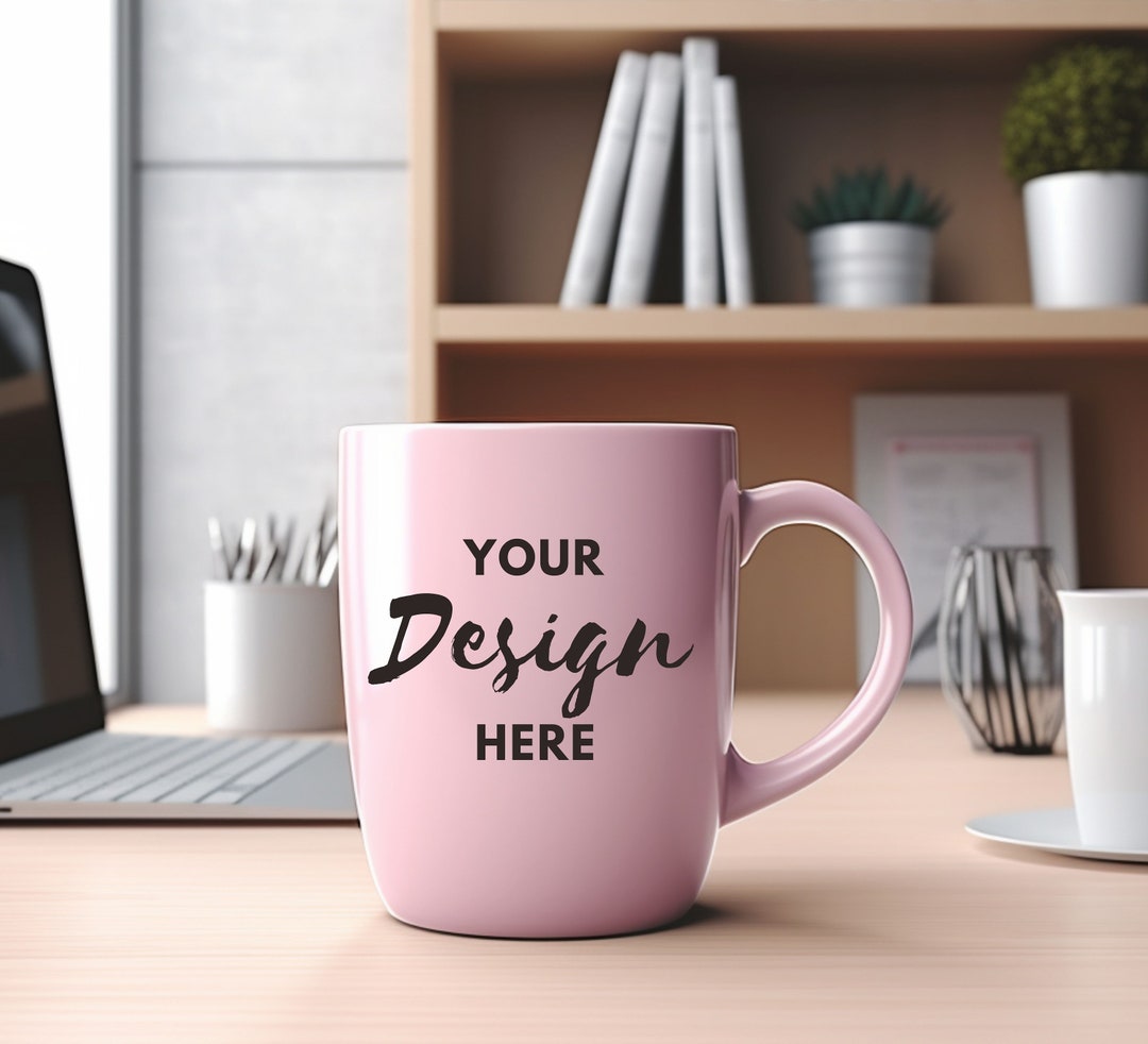 Office Pink Mug Mockup, Coffee Cup Mockup, Coffee Mug Mockup, Mug ...