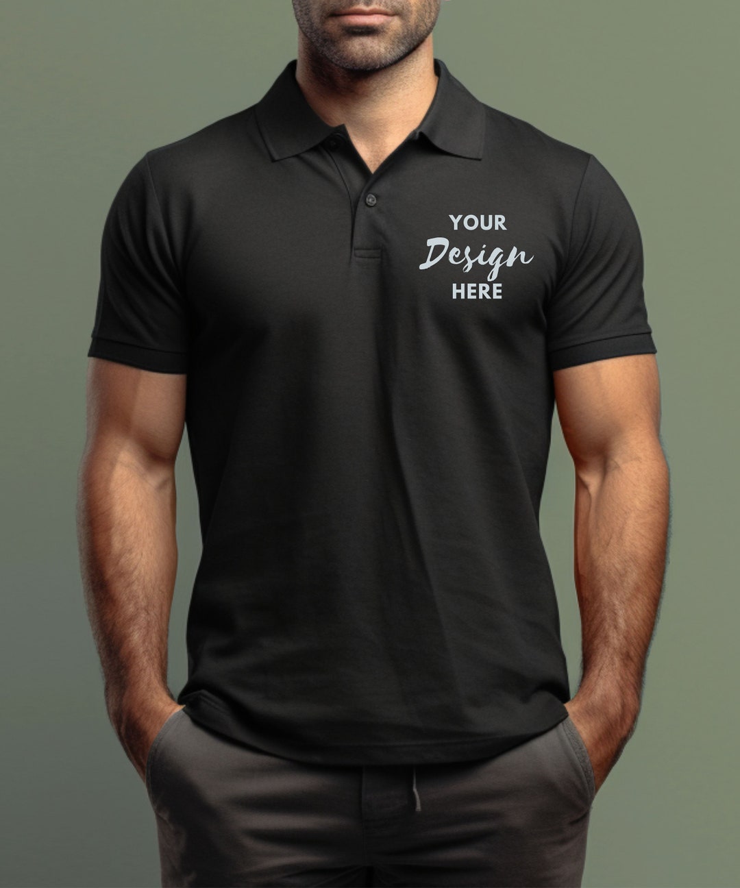 Polo Shirt Mockup, Male Model Black Shirt Mockup, Tshirt Mockup, Black ...