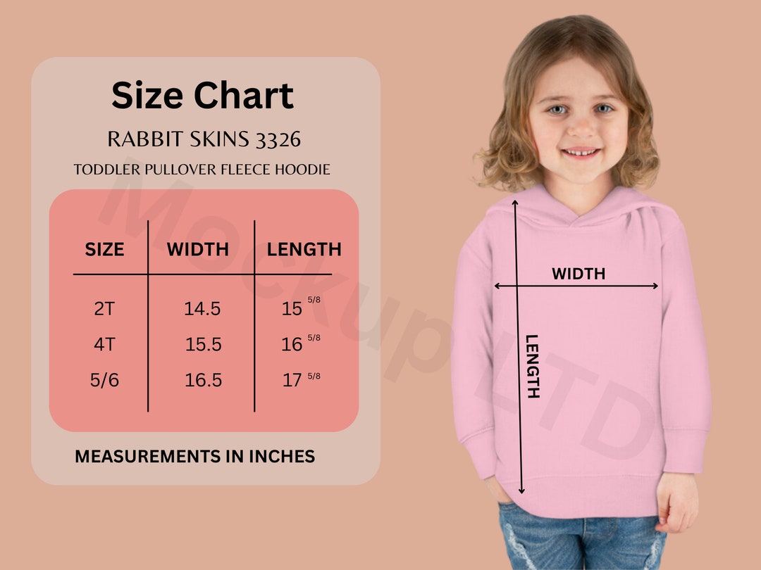 Rabbit Skins 3326 Toddler Pullover Fleece Hoodie Size Chart, Rabbit ...
