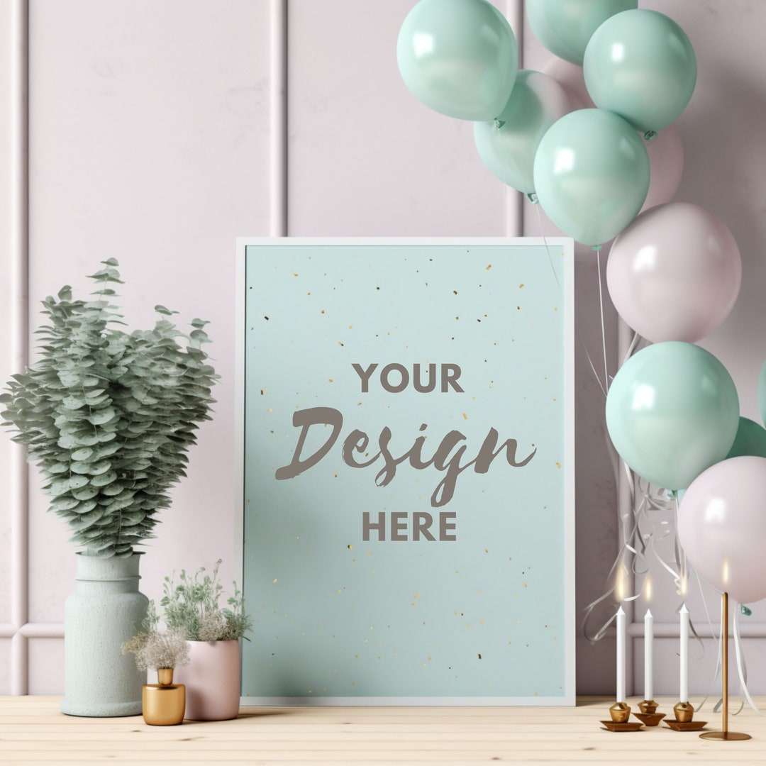 First Birthday Baby Boy Frame Mock Up, Modern Frame Mockup, Photograph ...