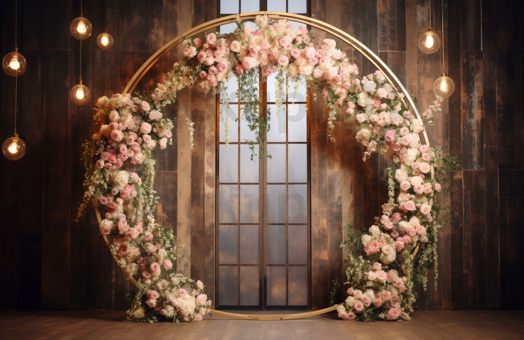 Floral Ring Digital Backdrop, Wedding Backdrop, Studio Digital ...