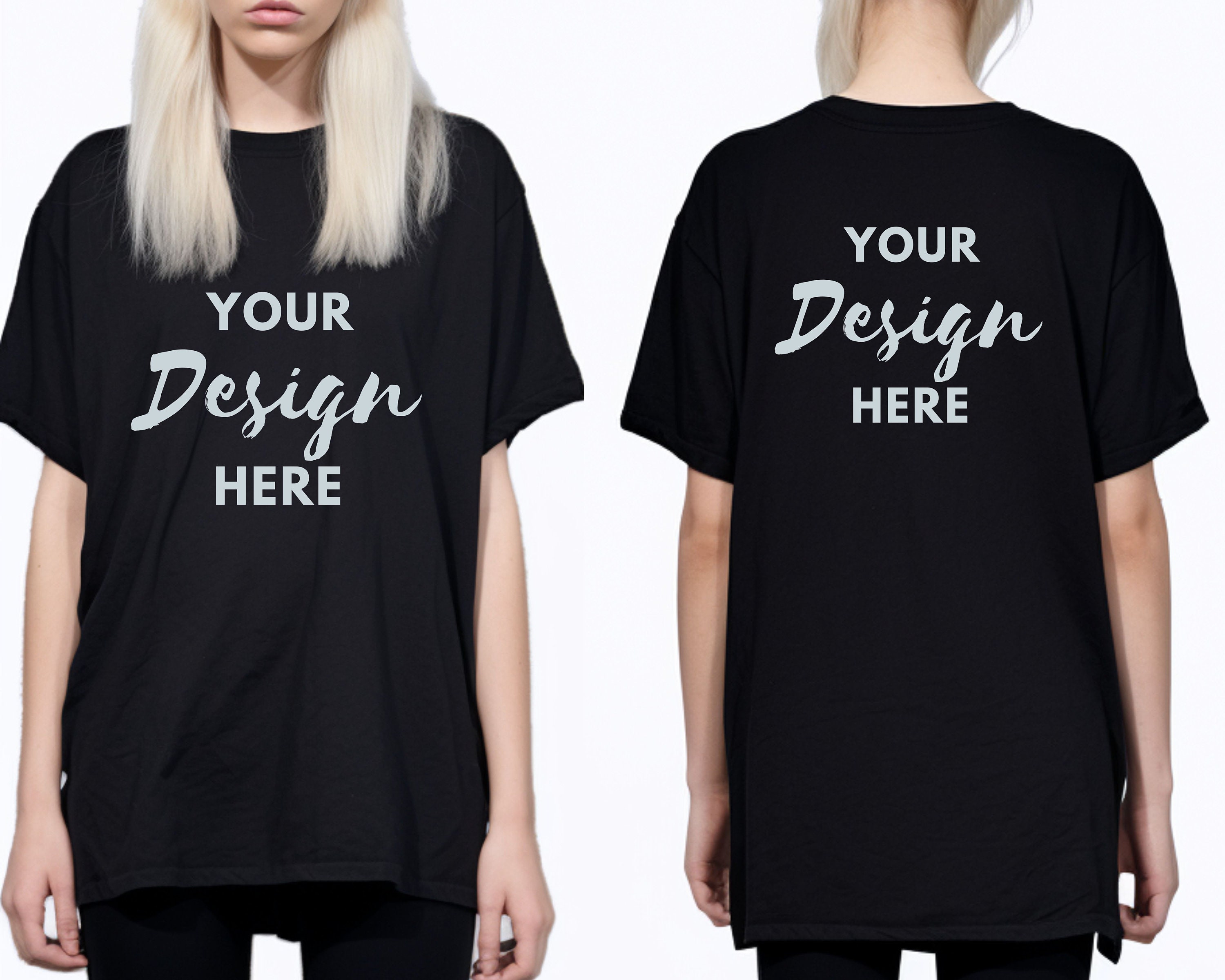 Model Front and Back Mock Up, Comfort Colors C1717 Black Tshirt Mockup ...