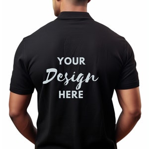 Back Polo Shirt Mockup, Male Model Black Shirt Mockup, Tshirt Mockup ...