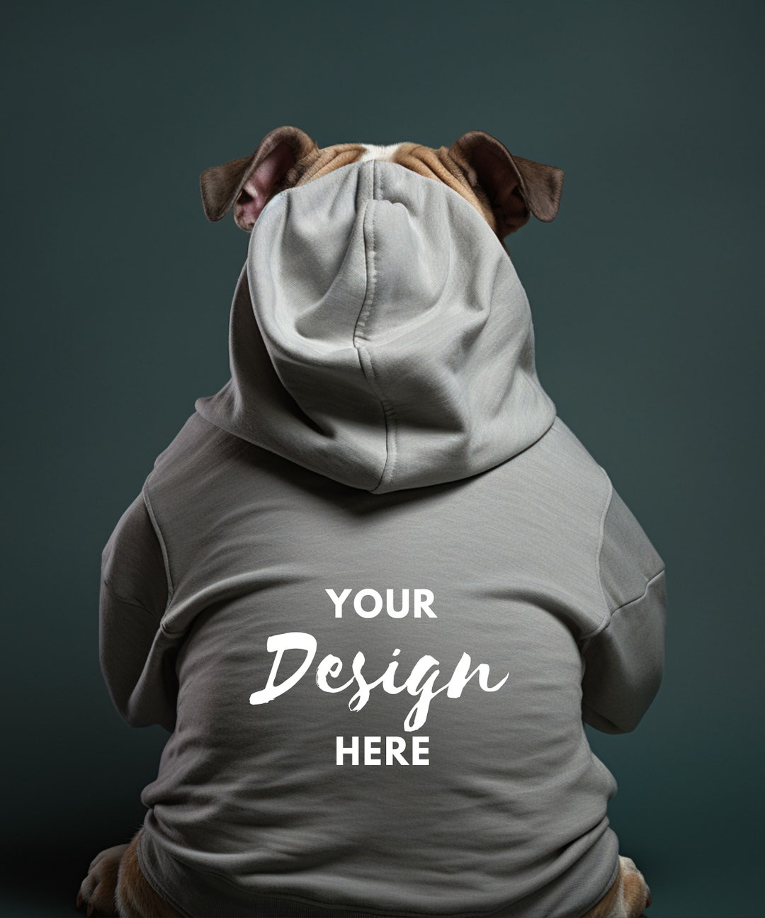 Dog Mockup, Bulldog Grey Hoodie Mockup, Pet Hoodie Template, Dog Hoodie ...