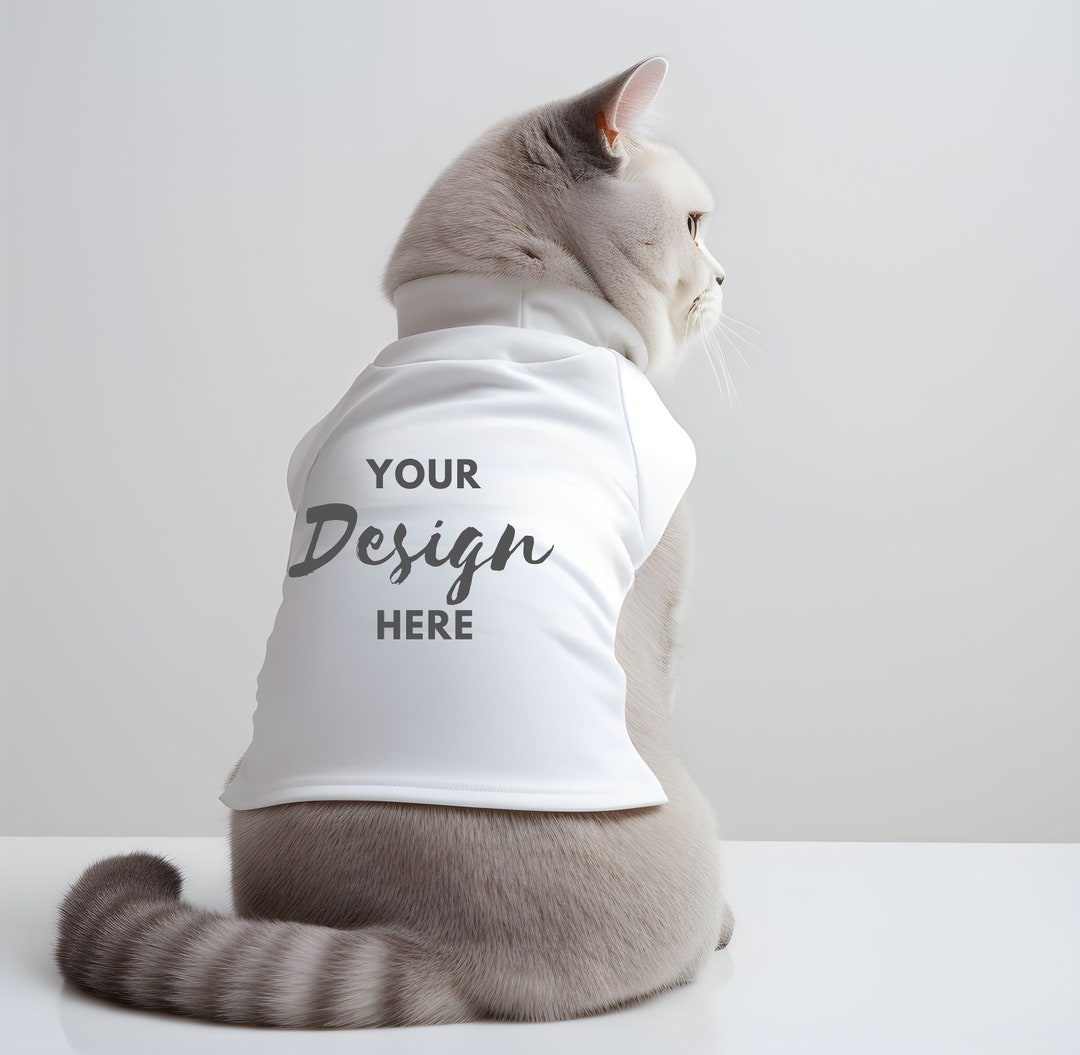 Cat White Shirt Mockup, Cat Model Mock-up, Cat Mockup, Pet Short ...