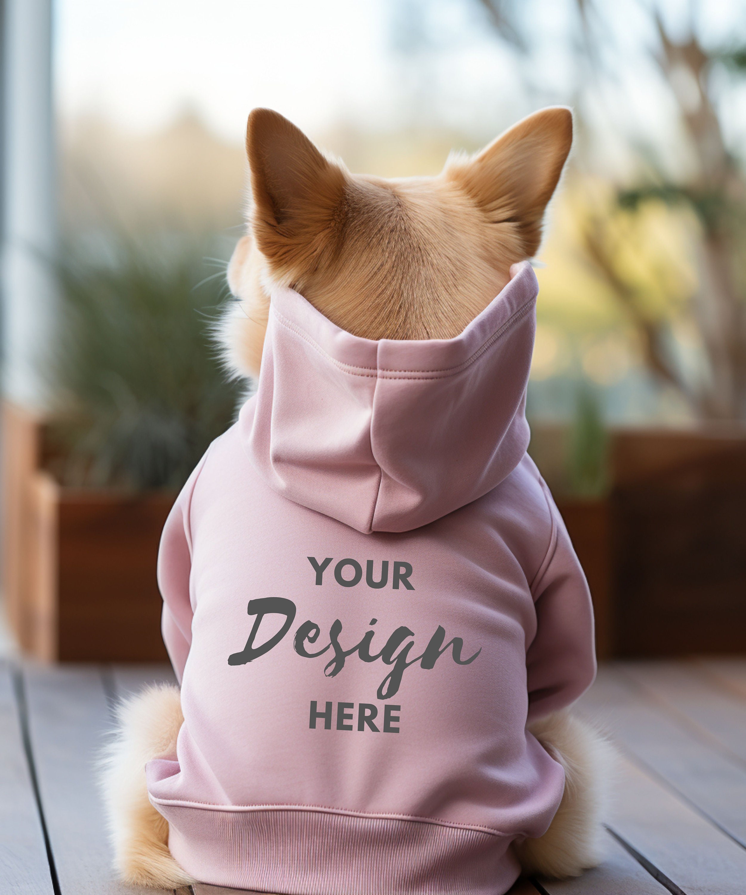 Dog Mockup, Dog Peach Hoodie Mockup, Pet Hoodie Template, Dog Hoodie ...