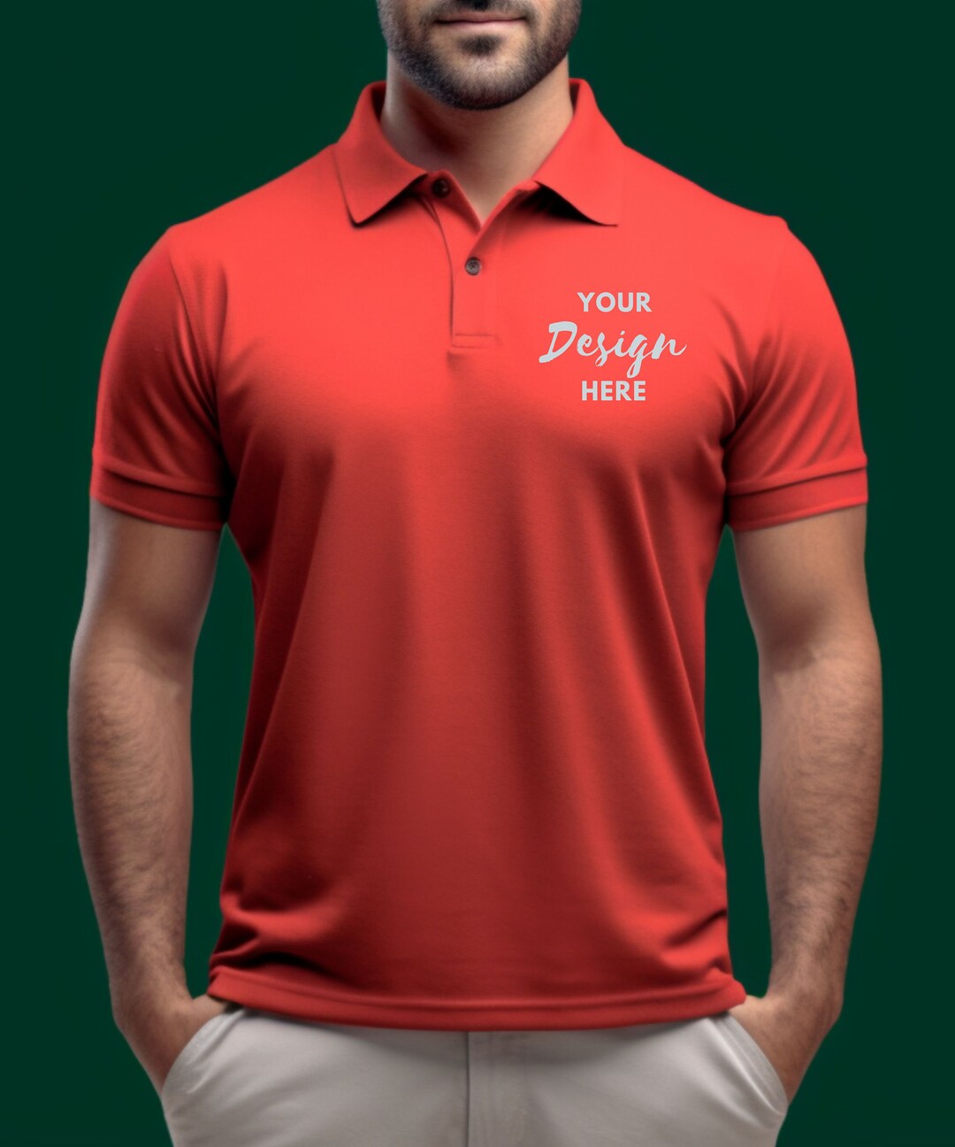 Polo Shirt Mockup, Male Model Red Shirt Mockup, Tshirt Mockup, Red ...