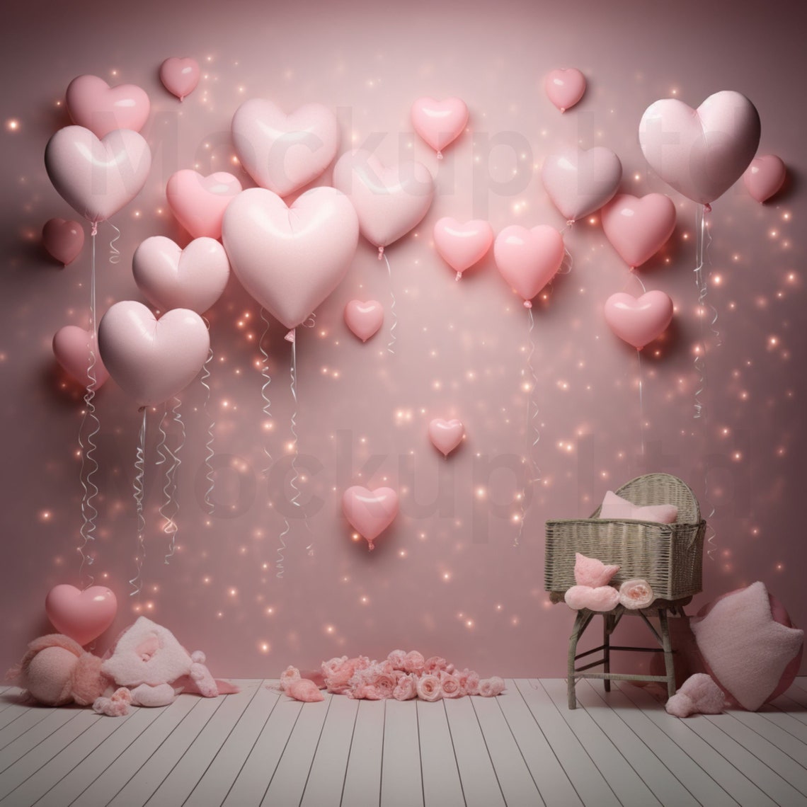 Valentines Digital Backdrop, Heart Studio Digital Background, Studio ...
