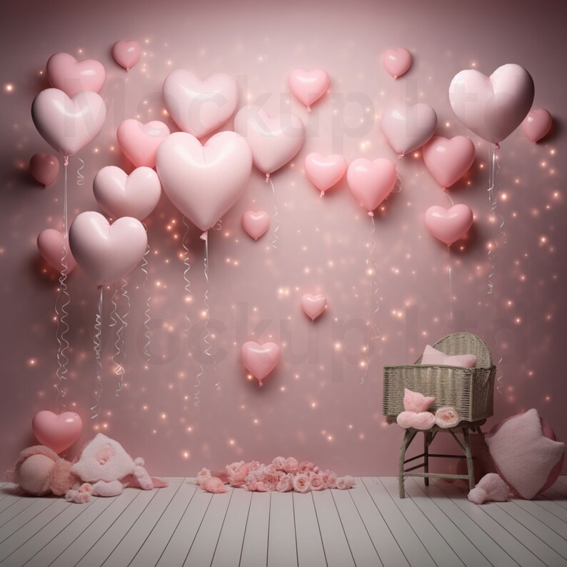 Valentines Digital Backdrop, Heart Studio Digital Background, Studio ...