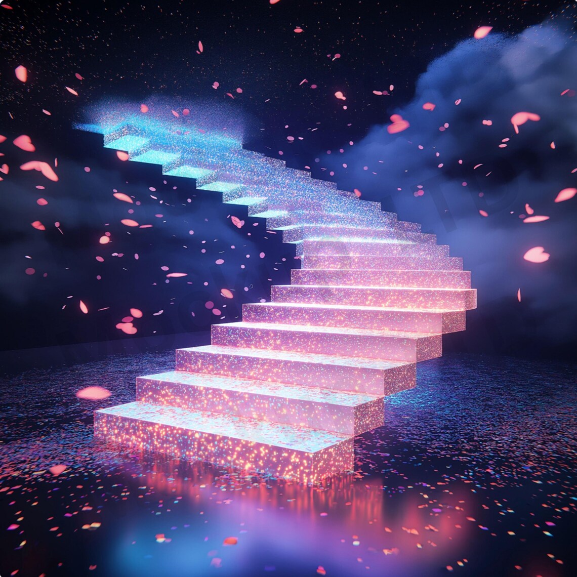Fantasy Glitter Steps Digital Backdrop, Photoshop Background, Digital ...