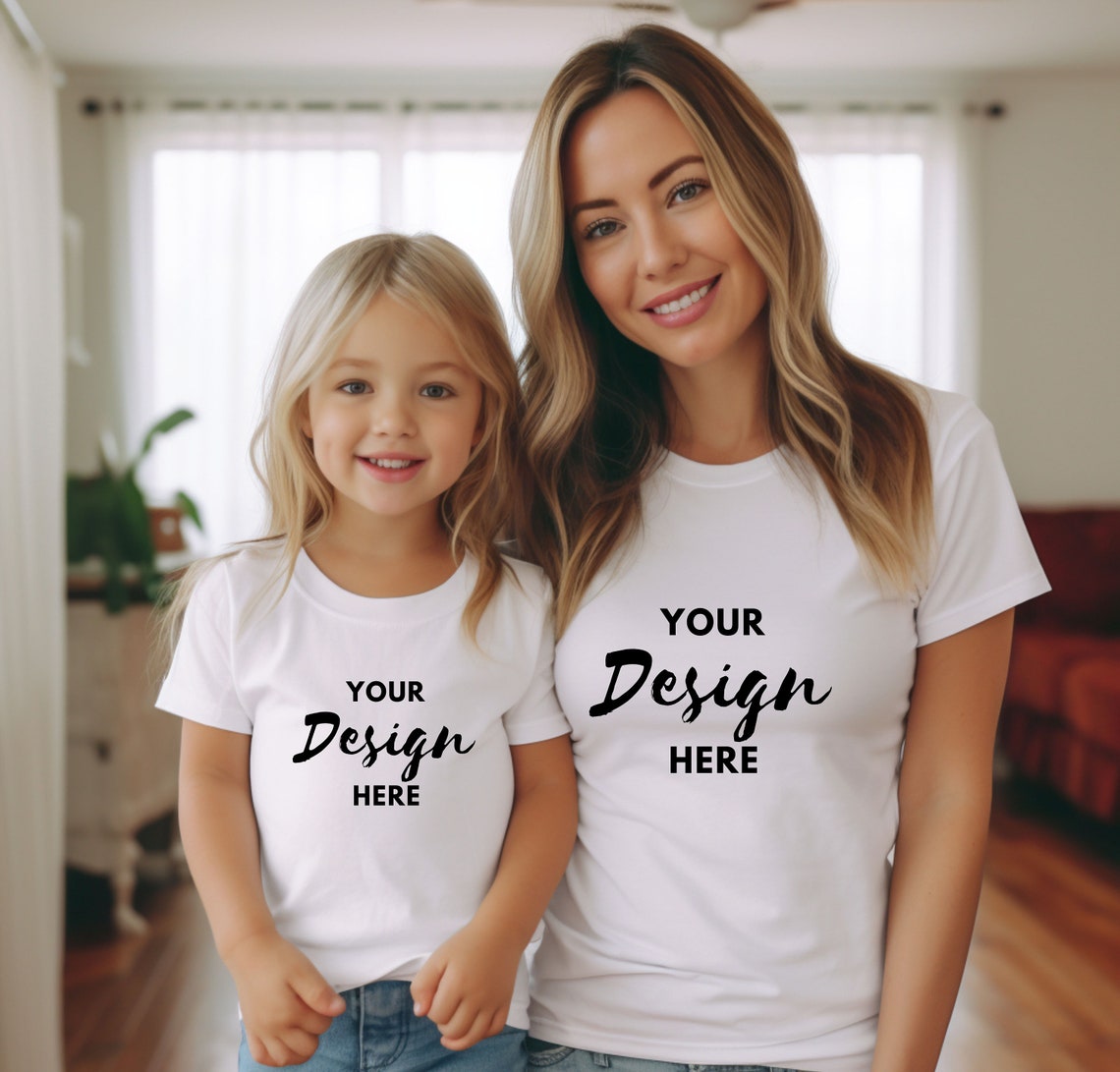 Mothers Day Mock, Mom Daughter Tshirts Mockup, White Tshirt Mockup ...