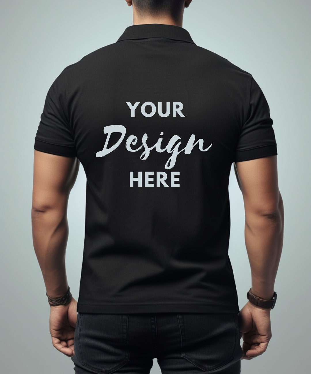 Back Polo Shirt Mockup, Male Model Black Shirt Mockup, Tshirt Mockup ...