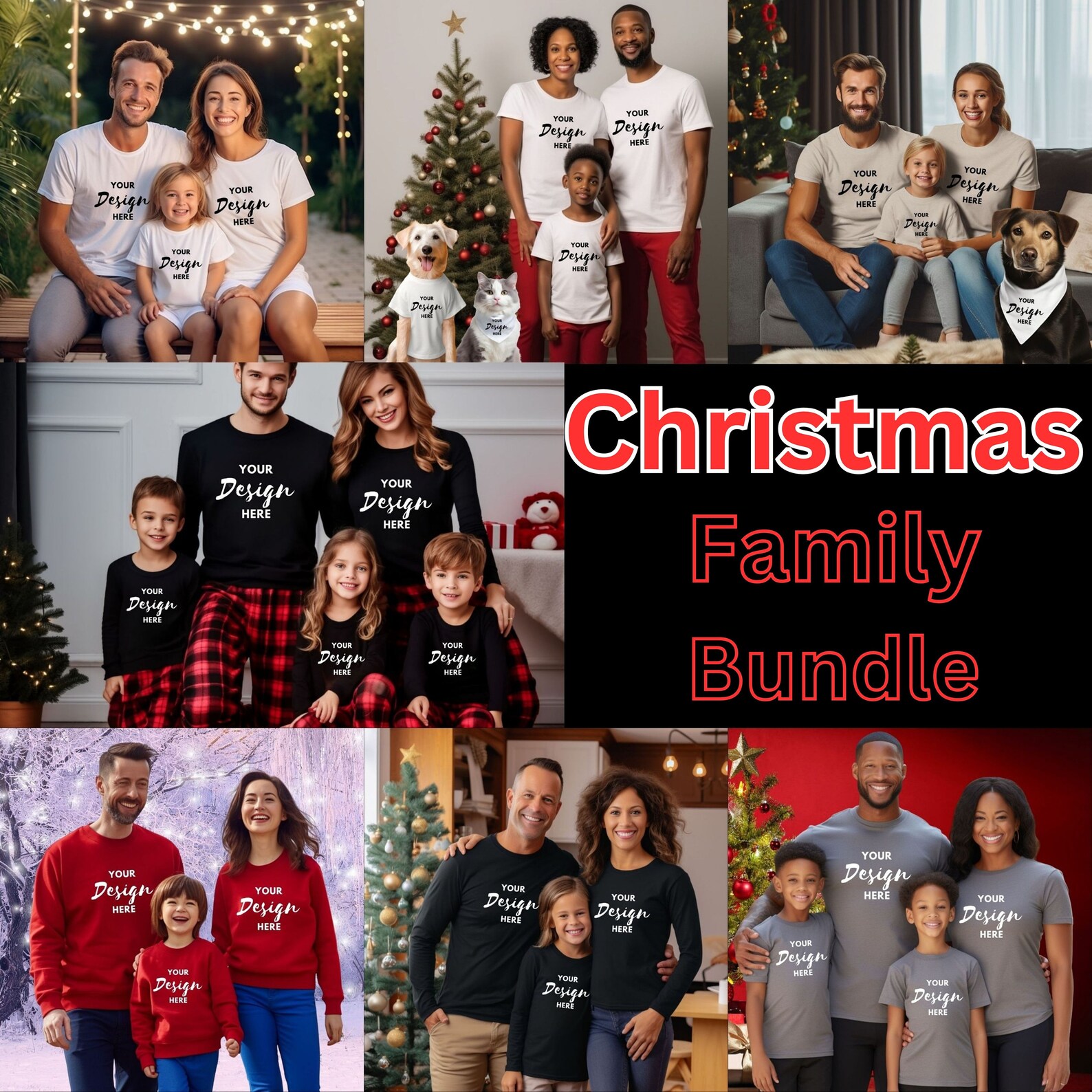 Christmas Family T-shirt Mockup Bundle, Xmas Family 18000 Bundle ...