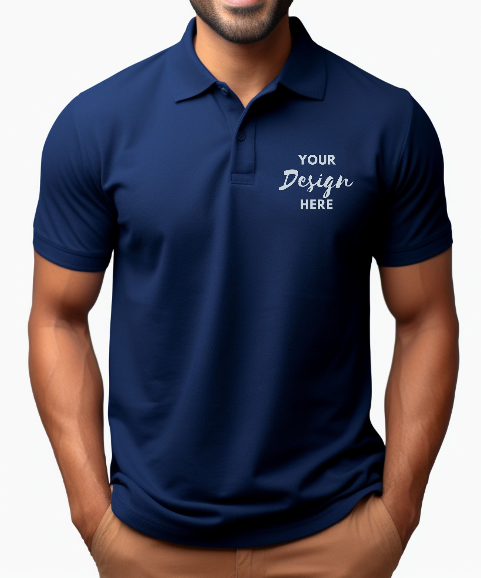 Polo Shirt Mockup, Male Model Blue Shirt Mockup, Tshirt Mockup, Blue ...