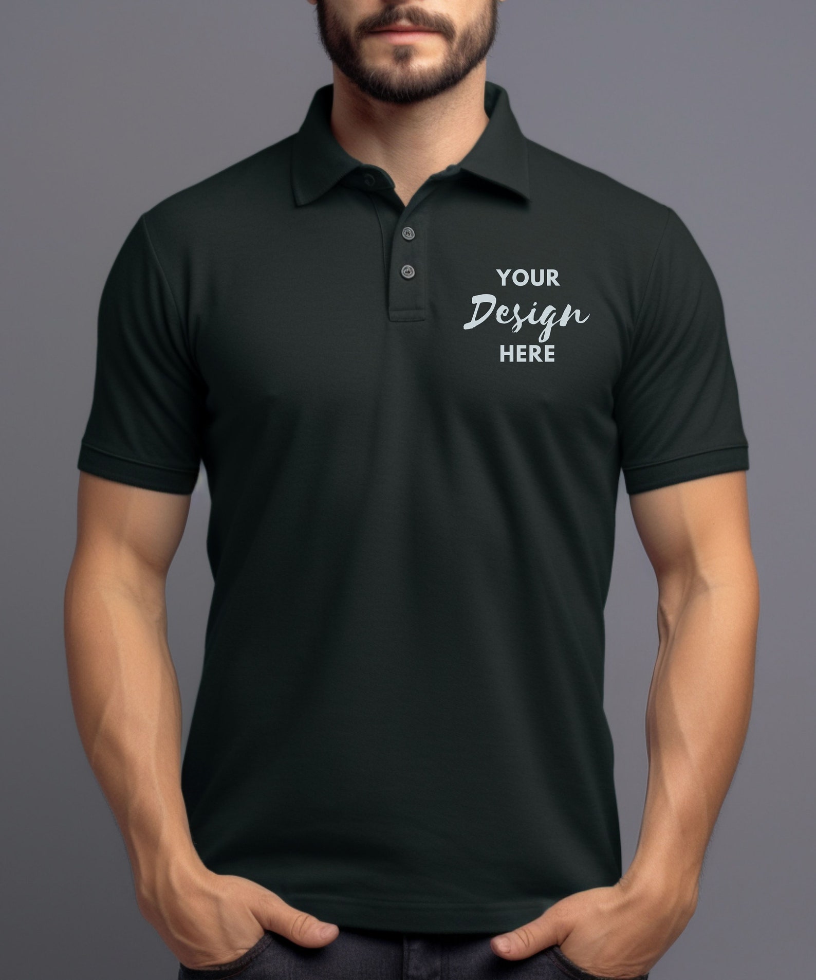 Polo Shirt Mockup, Male Model Black Shirt Mockup, Tshirt Mockup, Black ...