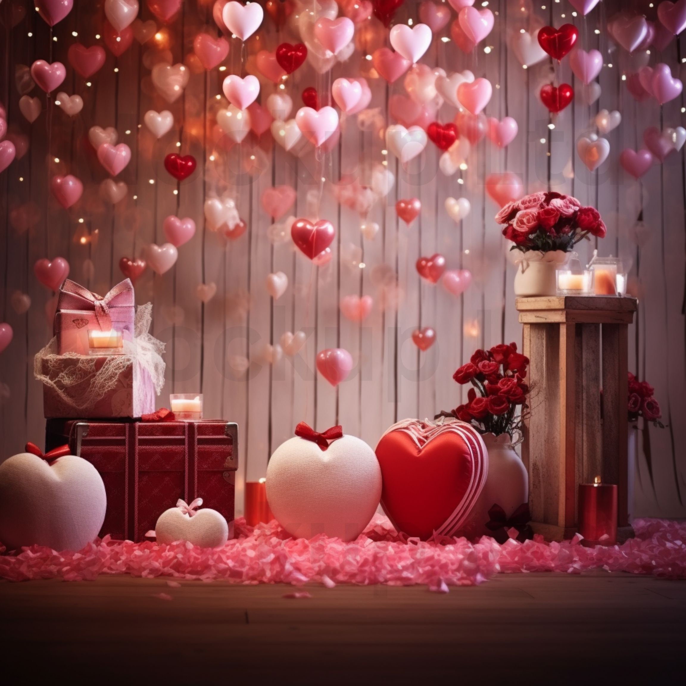 Valentines Digital Backdrop, Heart Studio Digital Background, Studio ...