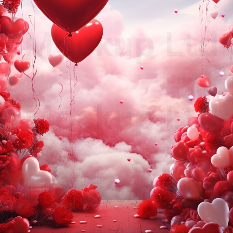Valentines Digital Backdrop, Heart Studio Digital Background, Studio ...