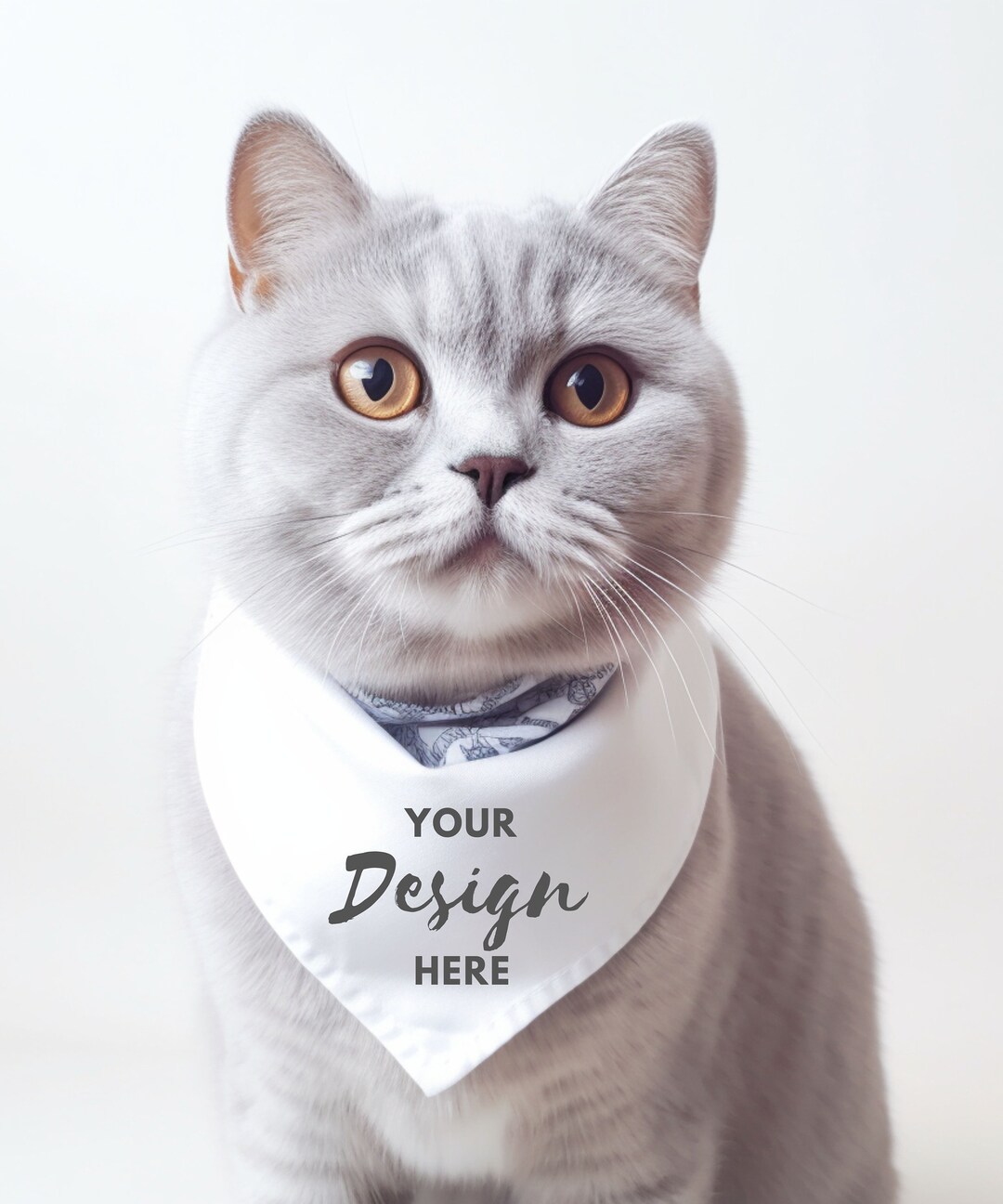 Cat Bandana Mockup, Cat Mockup, Pet Bandana Mockup, Pet Collar Stock ...