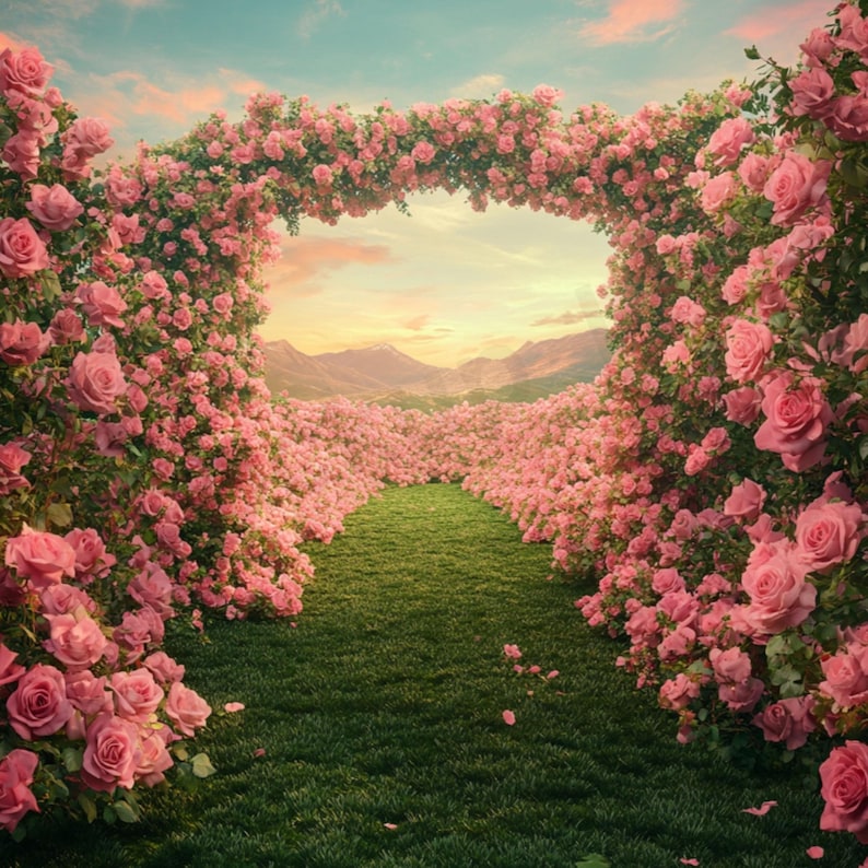 Pink Roses Spring Digital Backdrop: Floral Photography (digital ...