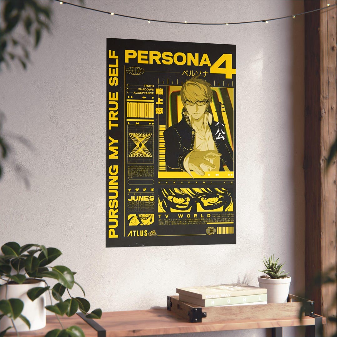 Persona 4 Poster, Investigation Team Anime Wall Art, Yellow Aesthetic ...
