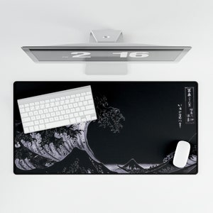 Captivating Dark Aesthetic Desk Mat Inspired by the Great Wave Perfect ...