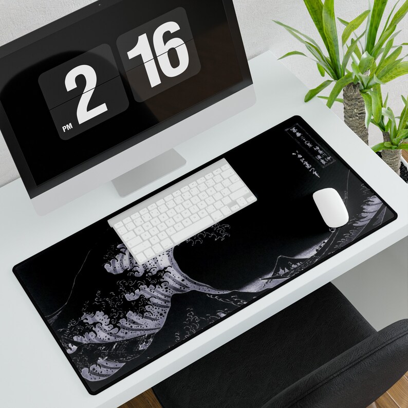 Captivating Dark Aesthetic Desk Mat Inspired by the Great Wave Perfect ...