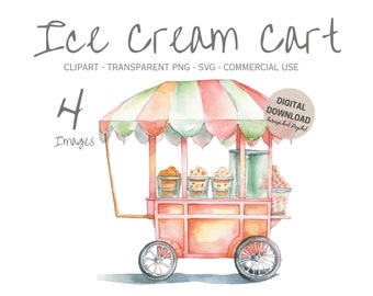 Ice Cream Shop Watercolor Clipart Ice Cream Shop SVG Ice Cream Decor ...