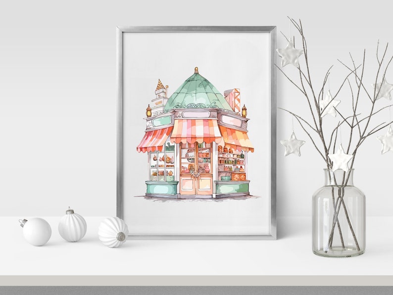 Ice Cream Shop Watercolor Clipart Ice Cream Shop SVG Ice Cream Decor ...