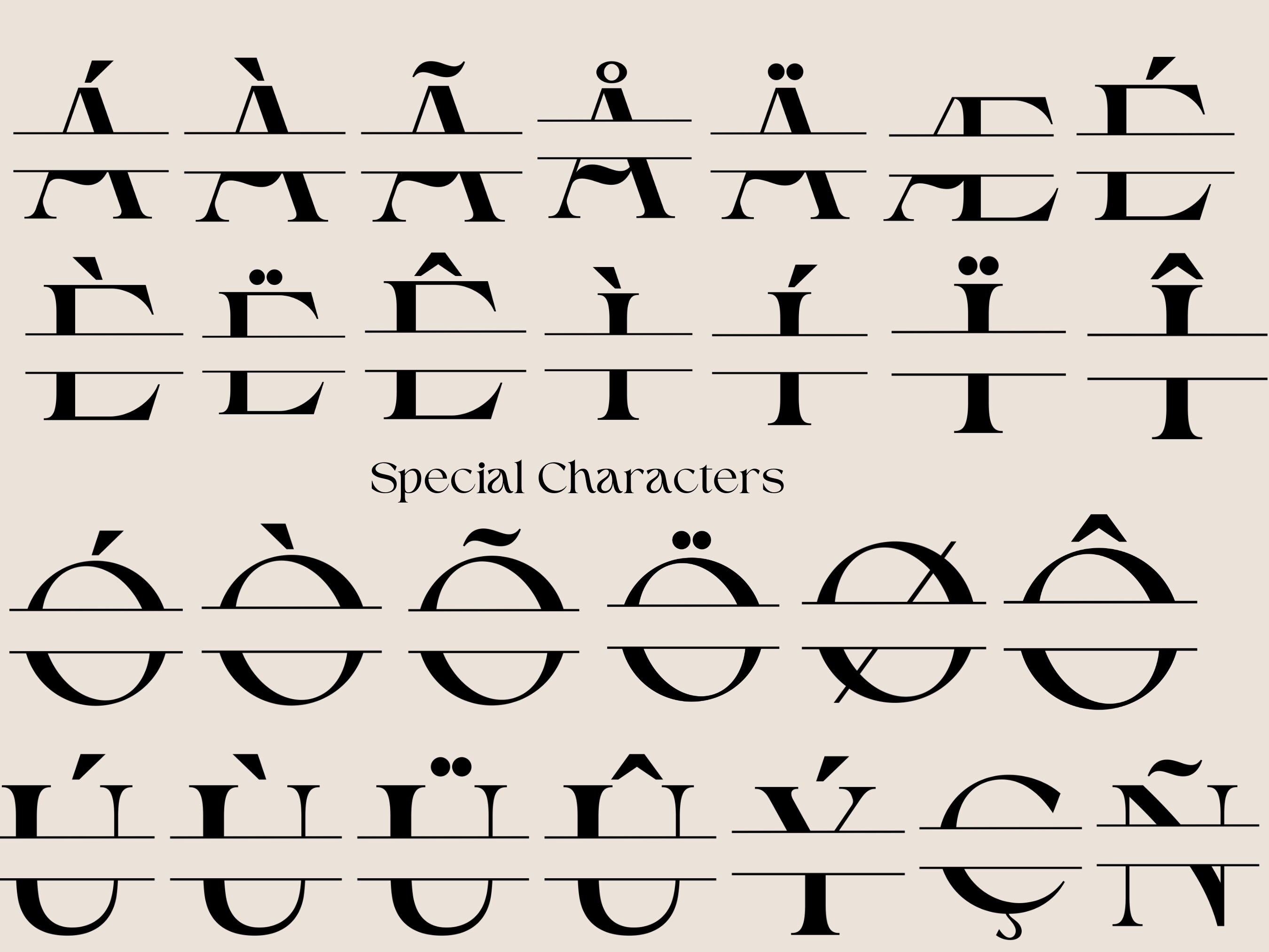 Split Monogram Set Full Alphabet and Special Characters Split Letter ...