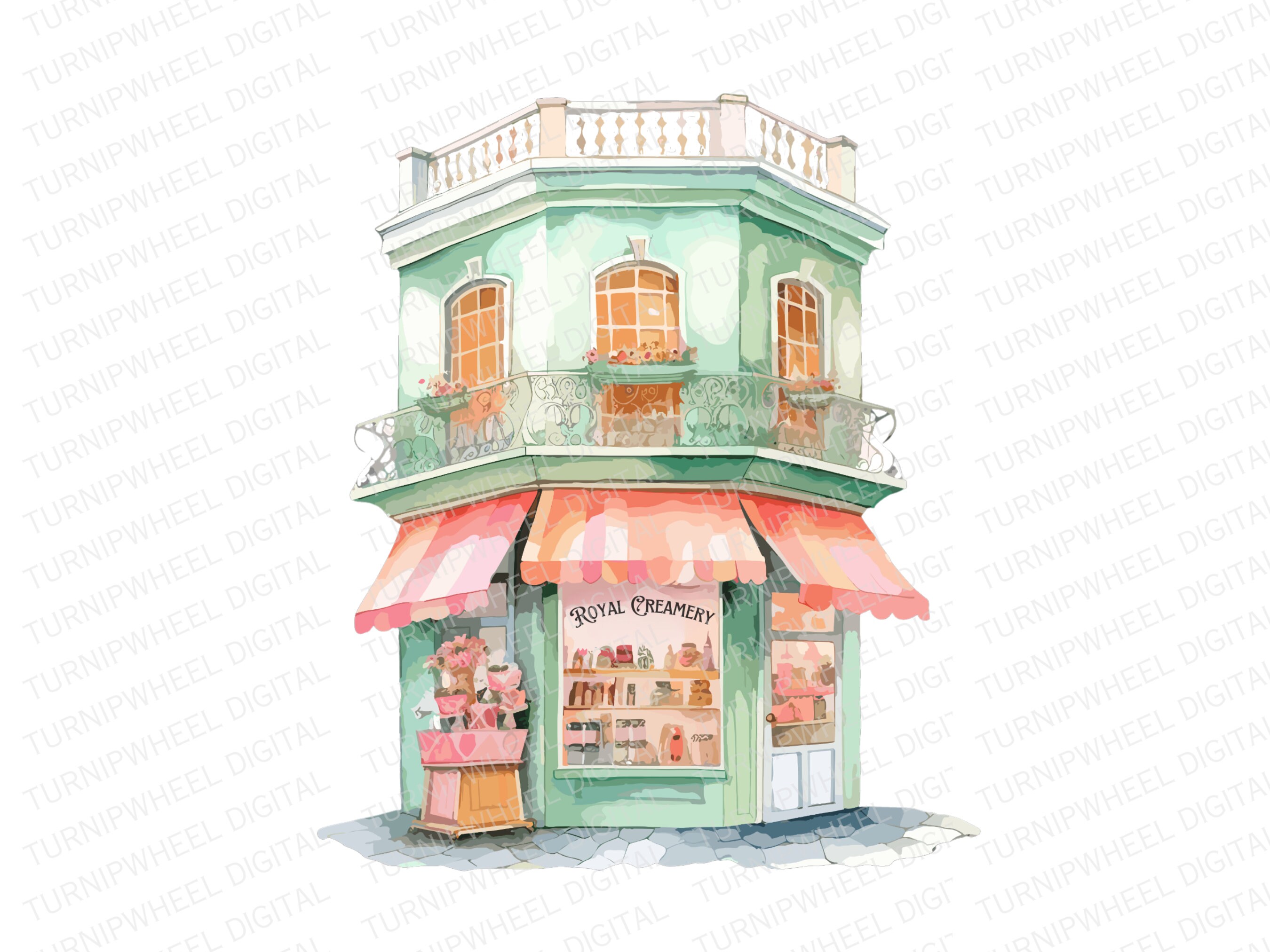 Ice Cream Shop Watercolor Clipart Ice Cream Shop SVG Ice Cream Decor ...