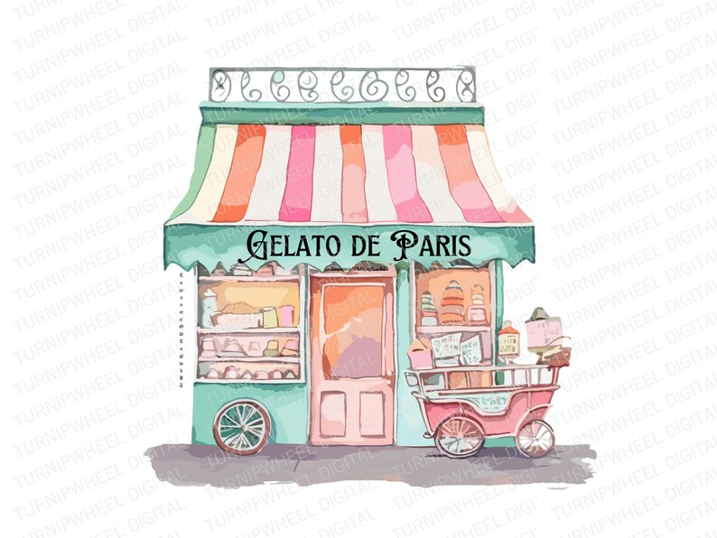 Ice Cream Shop Watercolor Clipart Ice Cream Shop SVG Ice Cream Decor ...