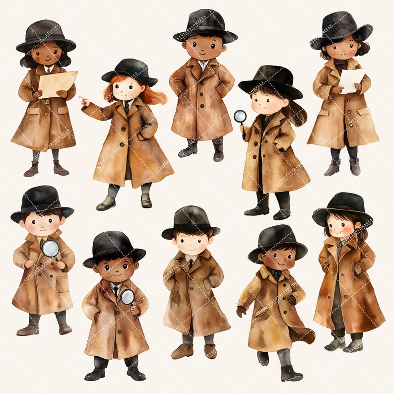 Detectives Clipart, Secret Agent Clipart, Murder Mystery, Spy Clipart ...
