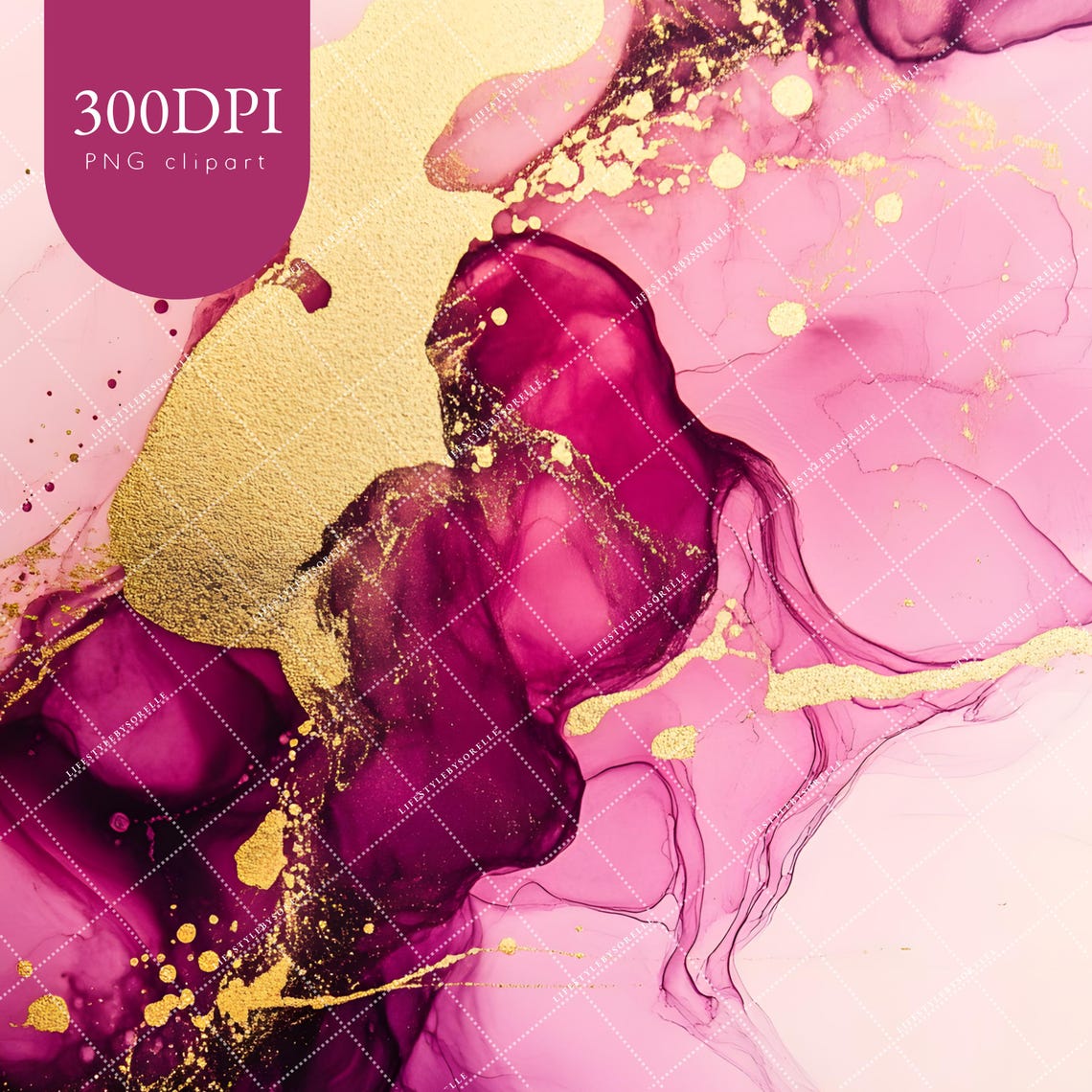 Magenta and Gold Alcohol Ink Texture Backgrounds, Gold Splatter Liquid ...