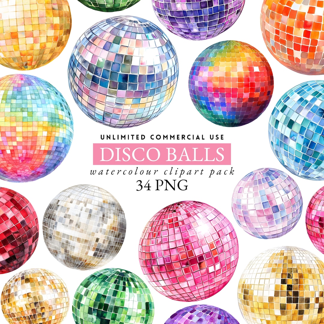 Disco Balls Watercolor Clipart, Cowgirl Disco Clipart, Groovy Disco ...