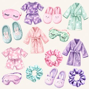 Slumber Party Clipart, Pamper Party, Pyjama Party Clipart, Sleepover ...