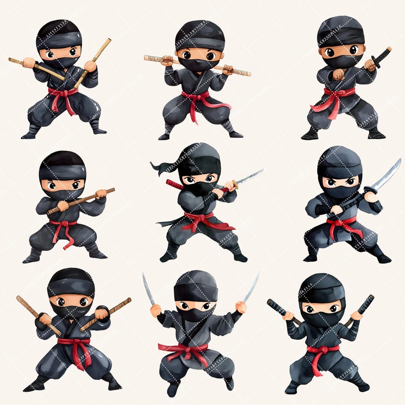 Watercolour Boy Ninjas Warriors, Taekwondo Png, Karate Clipart, Secret ...