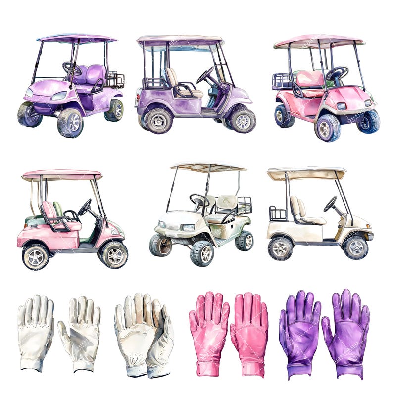 Watercolor Pink Golf Clipart, Golf Course Clipart, Sports Clipart, Golf ...