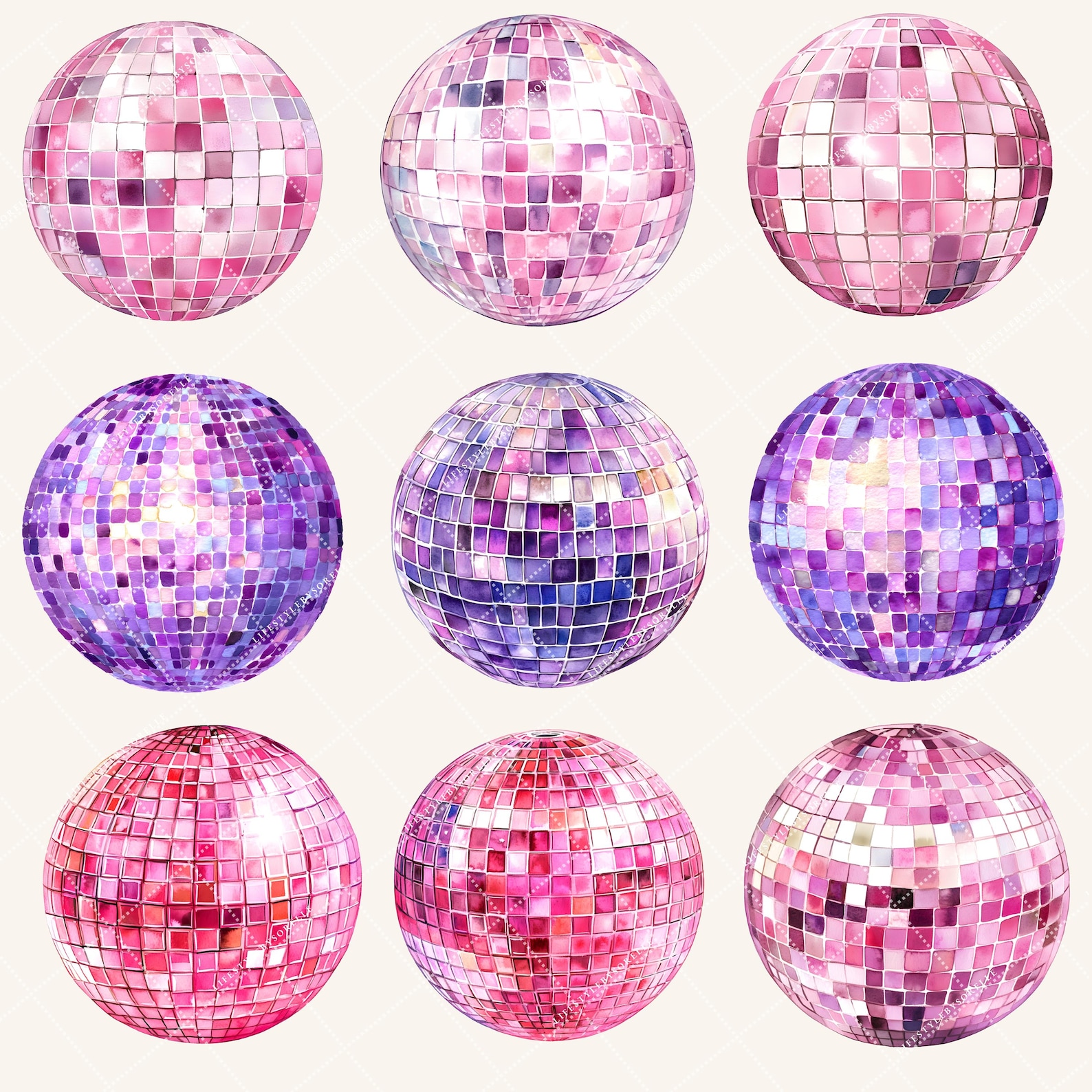 Disco Balls Watercolor Clipart, Cowgirl Disco Clipart, Groovy Disco ...