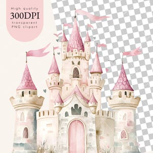 Rainbow Unicorn Watercolour Clipart, Cute Unicorn, Fairytale Castle ...