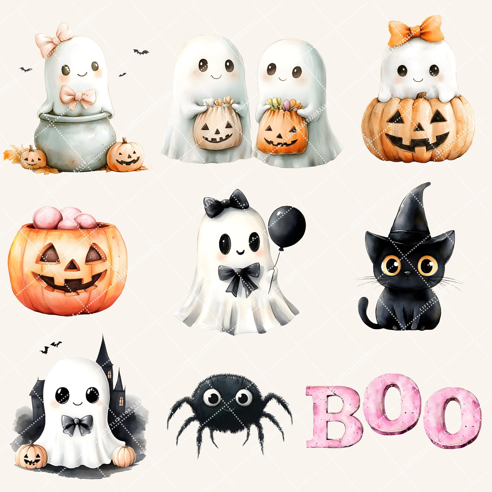 Cute Pink Fall Ghosts, Floral Halloween Ghost Png, Pink Halloween Ghost ...