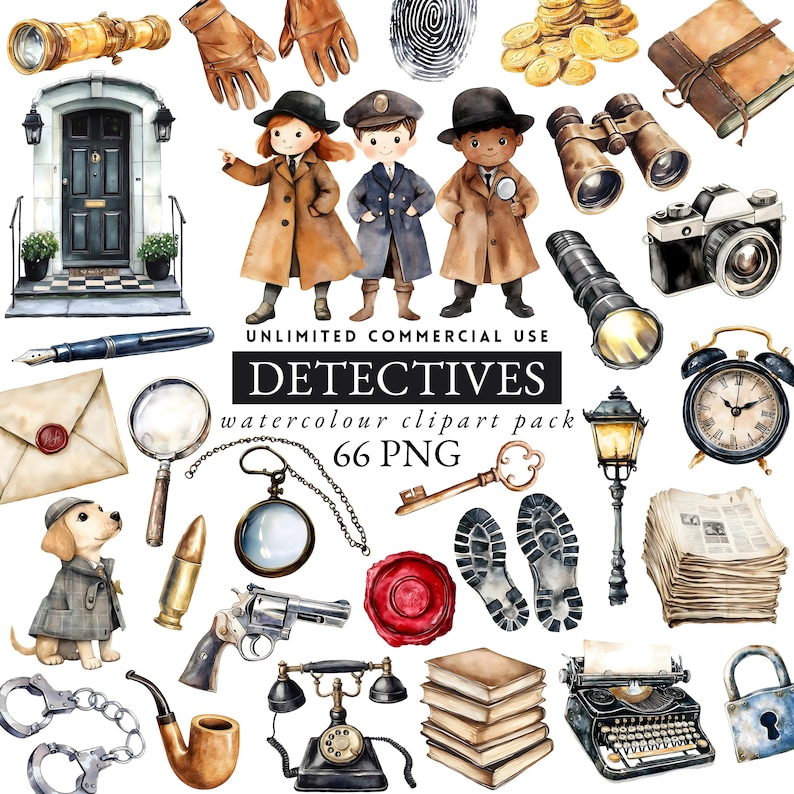 Detectives Clipart, Secret Agent Clipart, Murder Mystery, Spy Clipart ...