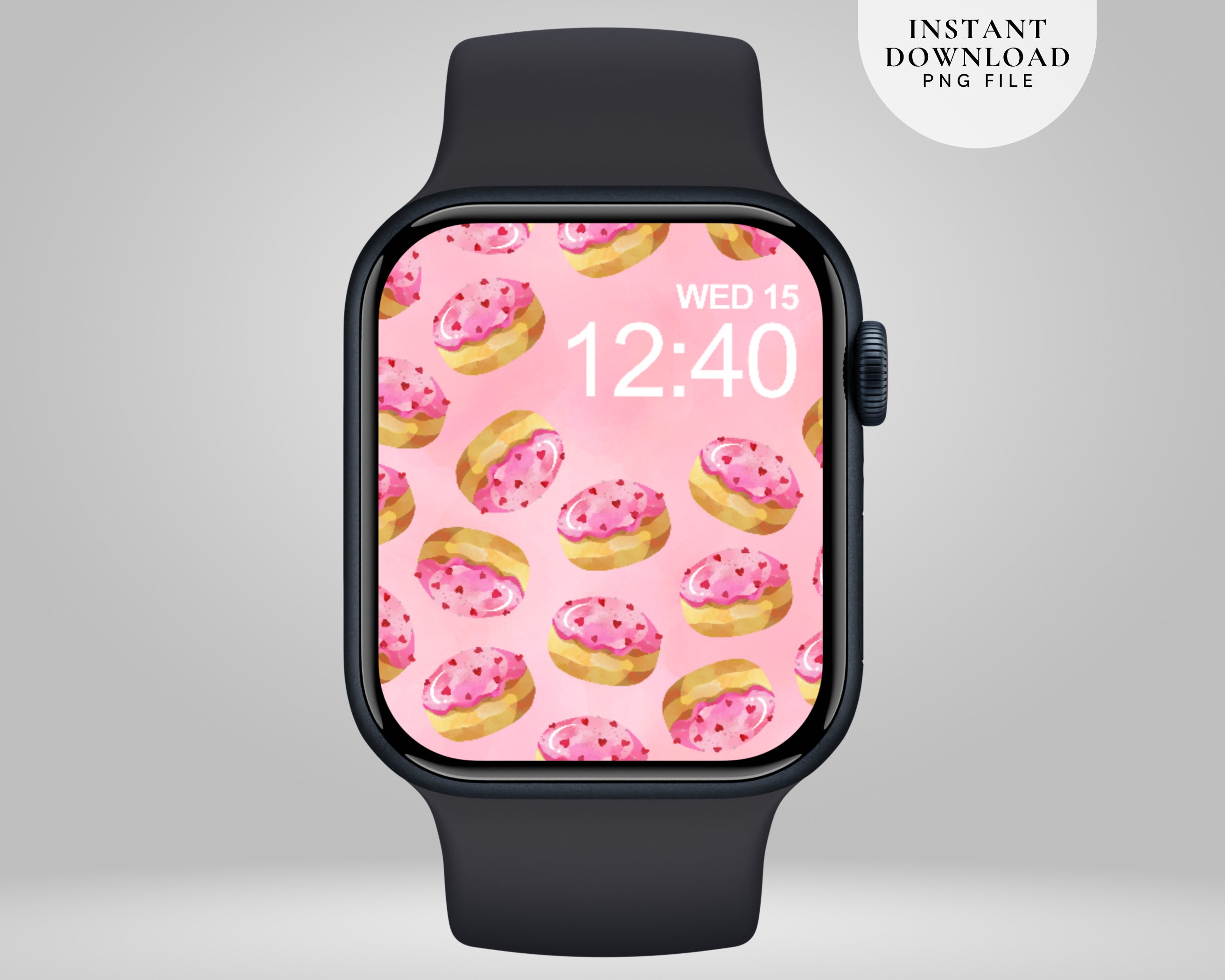 Pink Donut Watch Wallpaper, Donut Clock Face, Donut Smartwatch ...