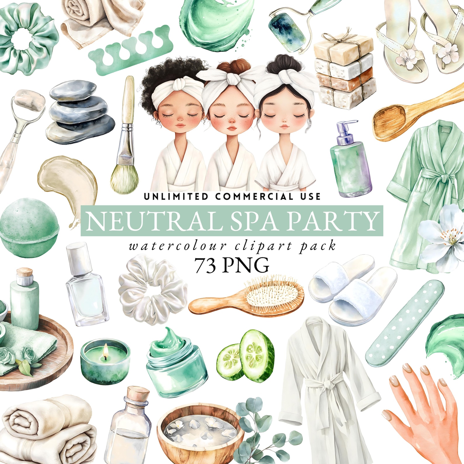 Spa Day Party Clipart, Pamper Party, Manicure Party Clipart, Sleepover ...