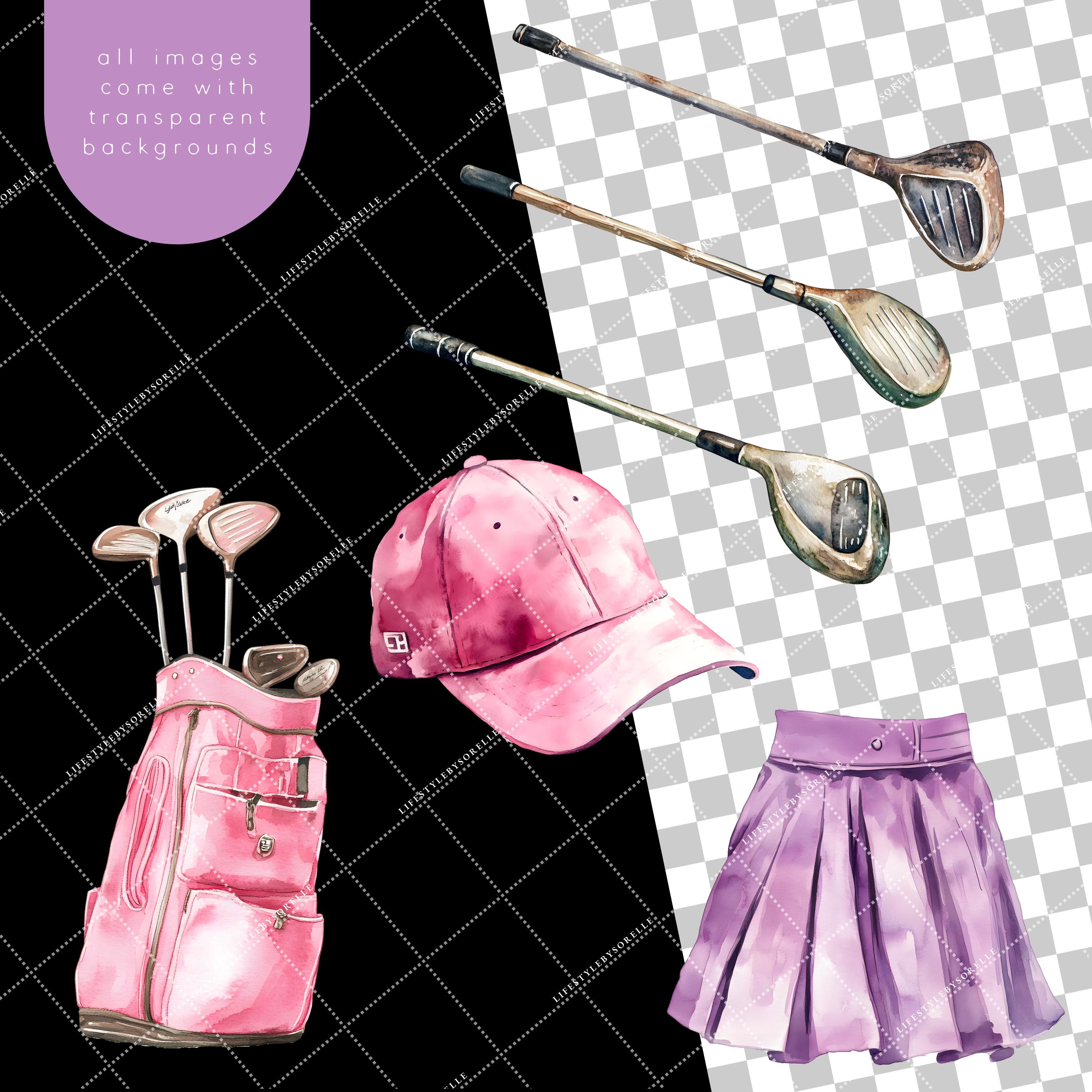 Watercolor Pink Golf Clipart, Golf Course Clipart, Sports Clipart, Golf ...