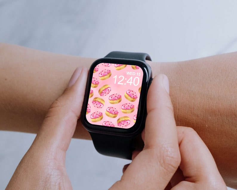 Pink Donut Watch Wallpaper, Donut Clock Face, Donut Smartwatch ...