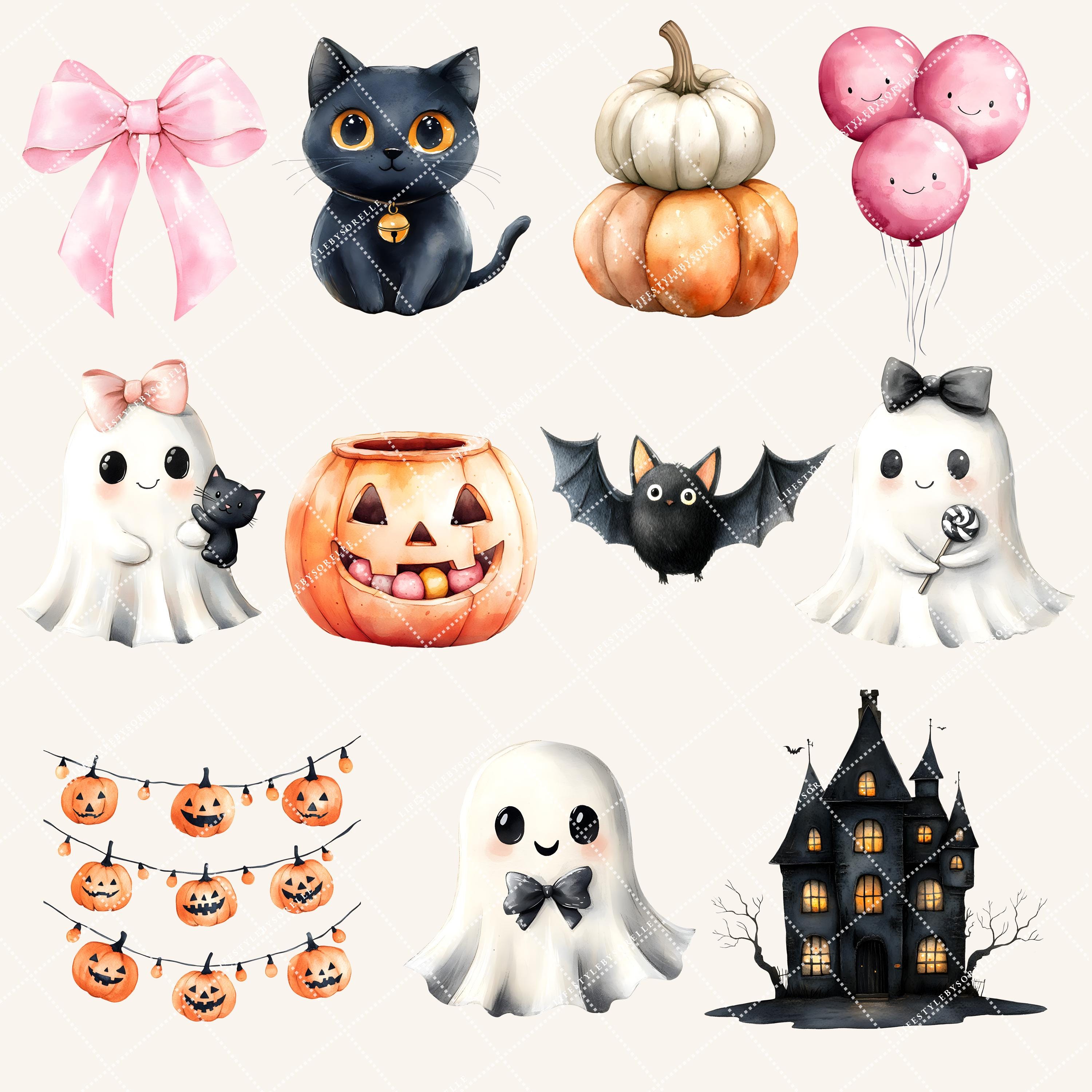 Cute Pink Fall Ghosts, Floral Halloween Ghost Png, Pink Halloween Ghost ...