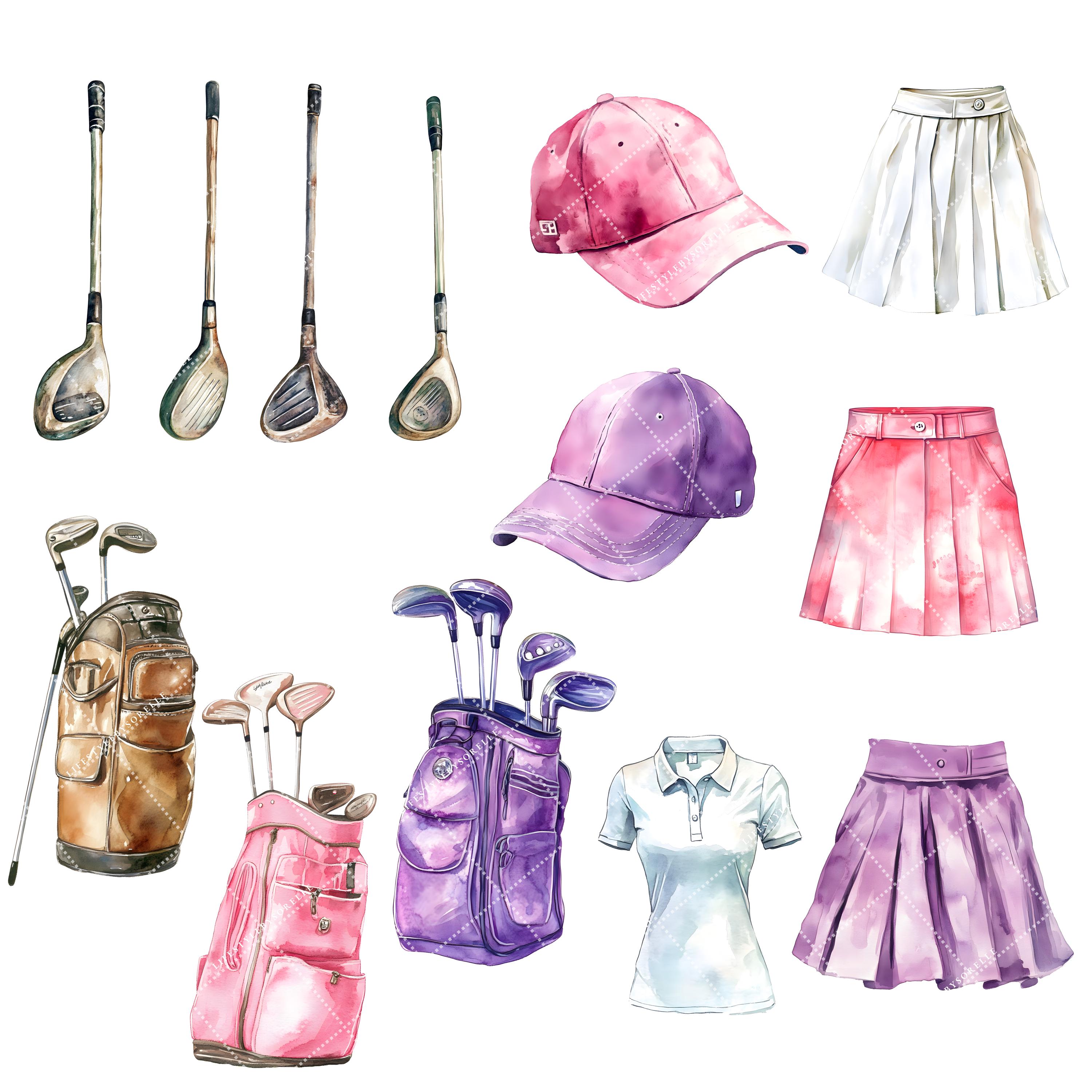 Watercolor Pink Golf Clipart, Golf Course Clipart, Sports Clipart, Golf ...