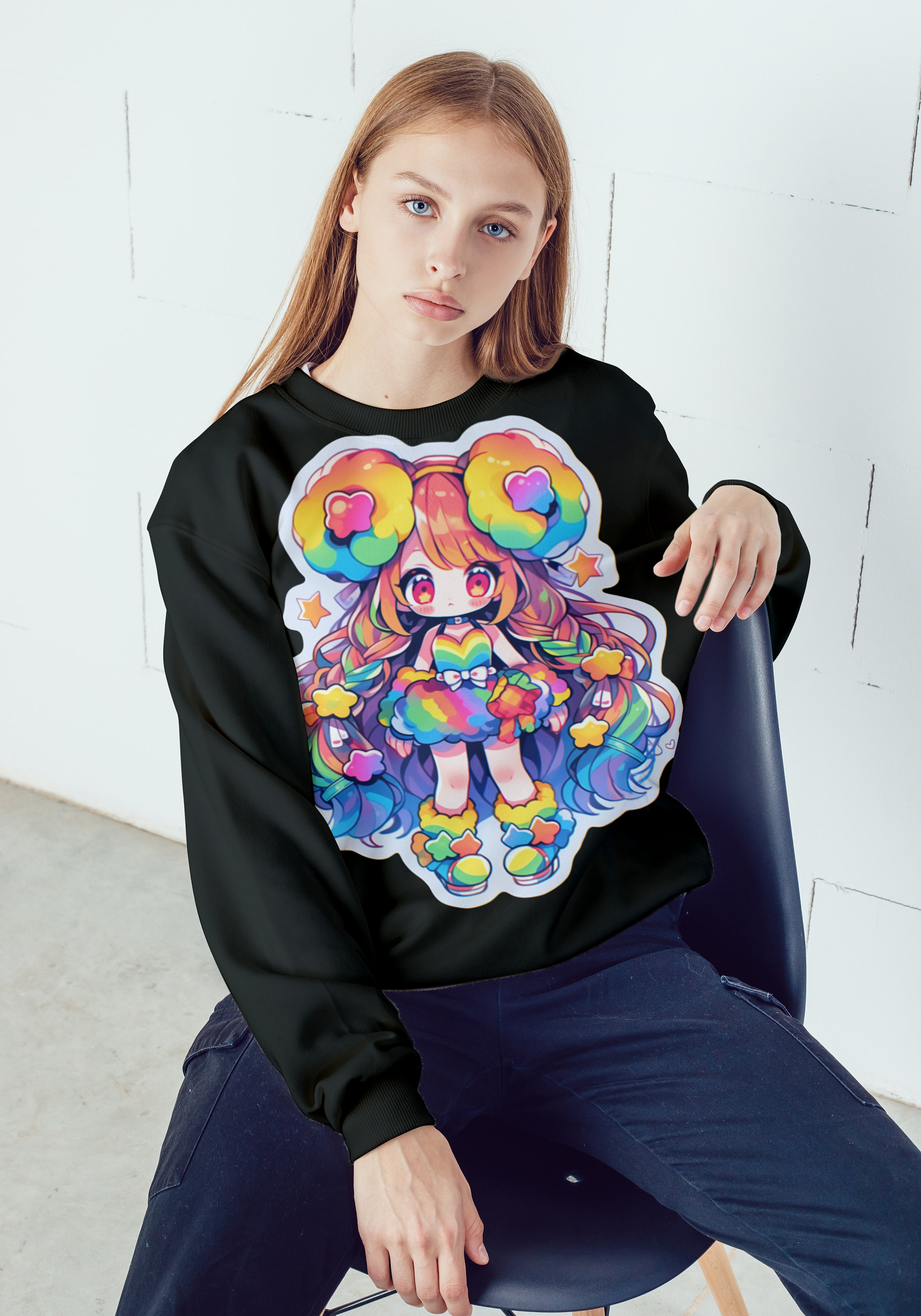 Rainbow Anime Girl Sticker 19-pack, Commercial Use Ok, SVG, JPG, PNG ...