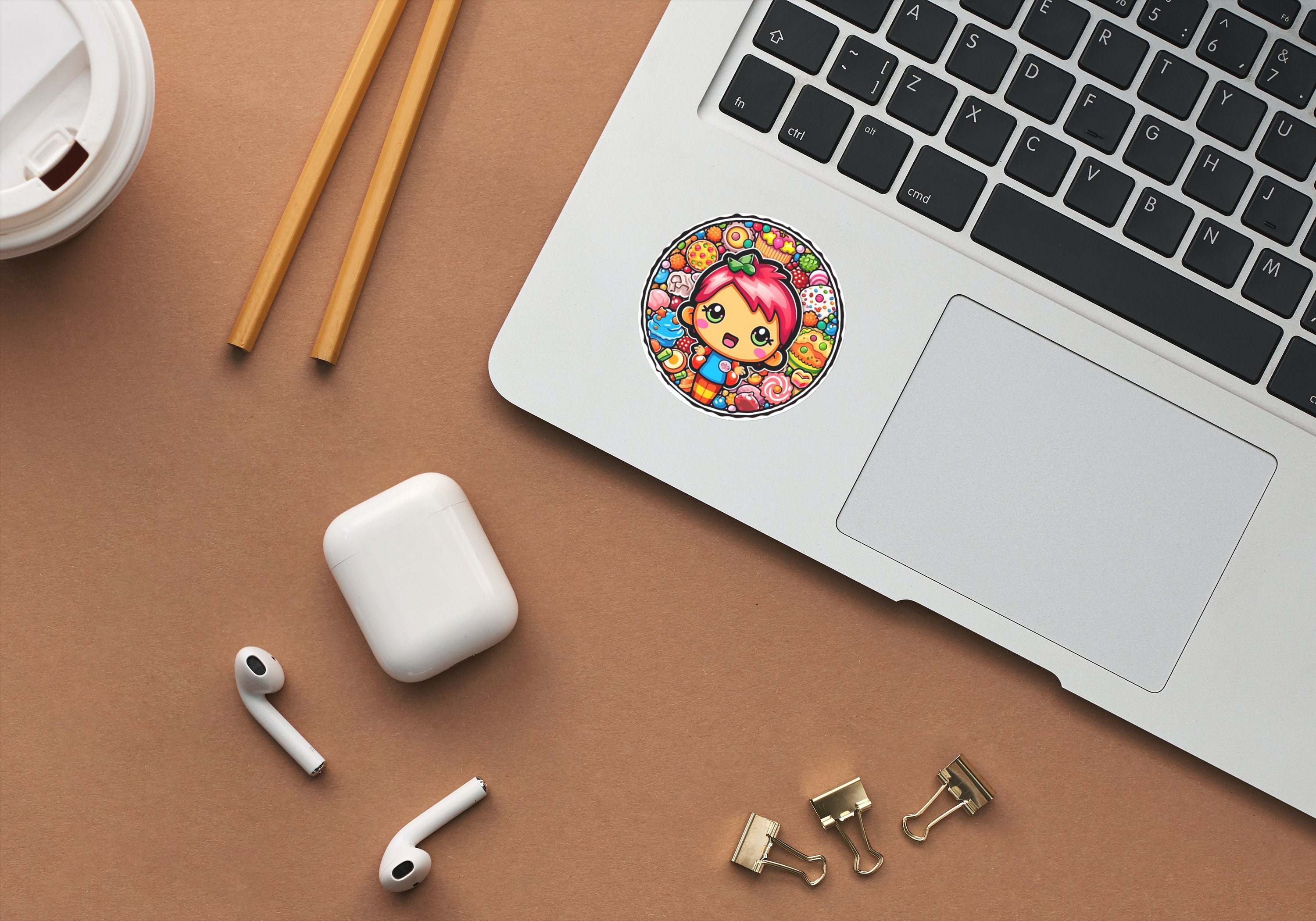Cartoon Sweeties Circle Stickers Clipart Pack, Commercial Use Ok, SVG ...
