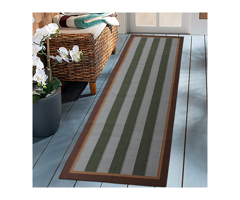 Traditional Striped Design Multicolor Wool Dhurrie Hallway Stair Runner ...